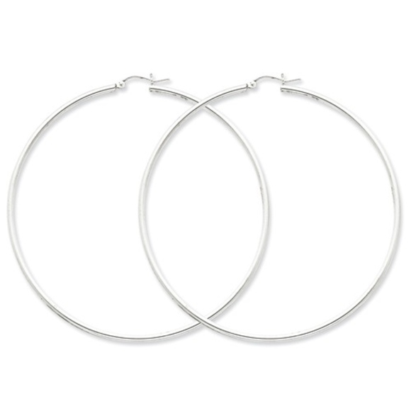 Jewelry | Sterling Silver Large Round Hoop Earrings 7x2mm | Poshmark
